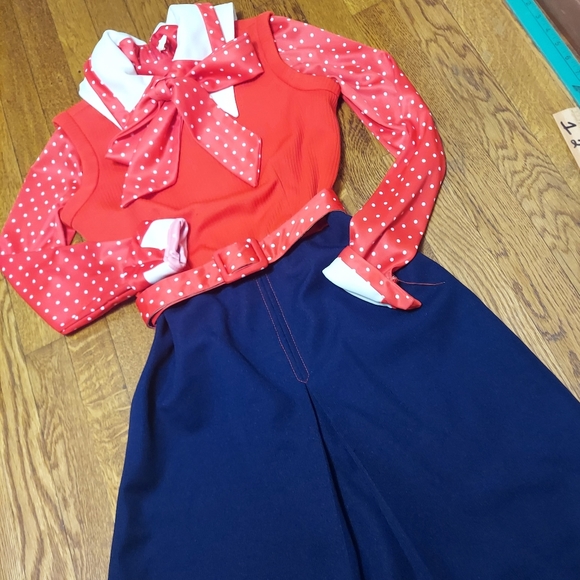 Dresses | Preppy Vintage Mod 96s 70s Butterfly Collar Red Blue White ...